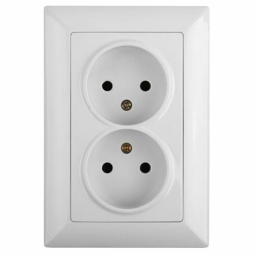 Розетка 2-м СП Solo 4-204-01 2х2P 16А 250В IP20 без заземл. бел. Intro Б0053666