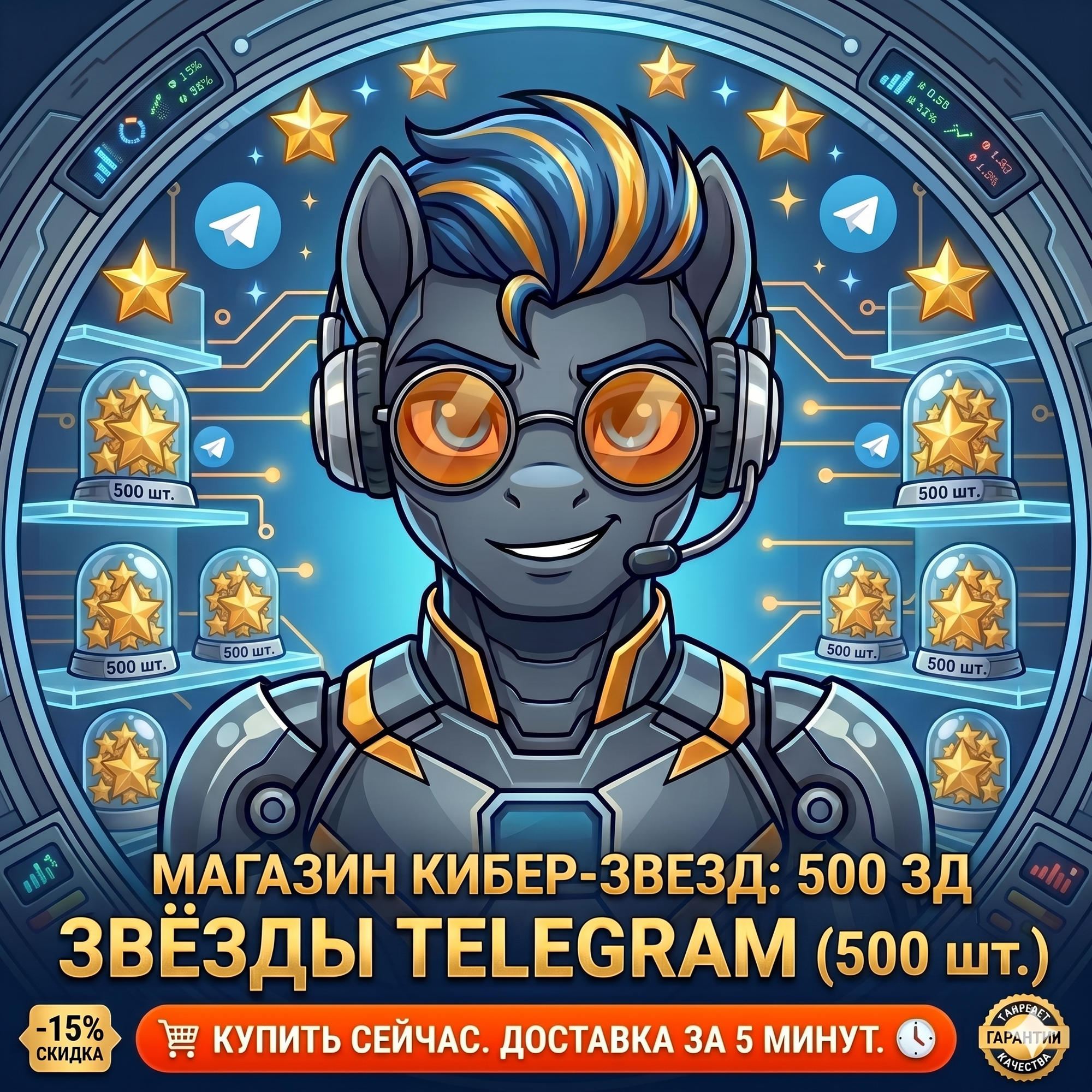 500 Звезд Telegram (Telegram Stars) на ваш аккаунт ⭐ Быстрое пополнение