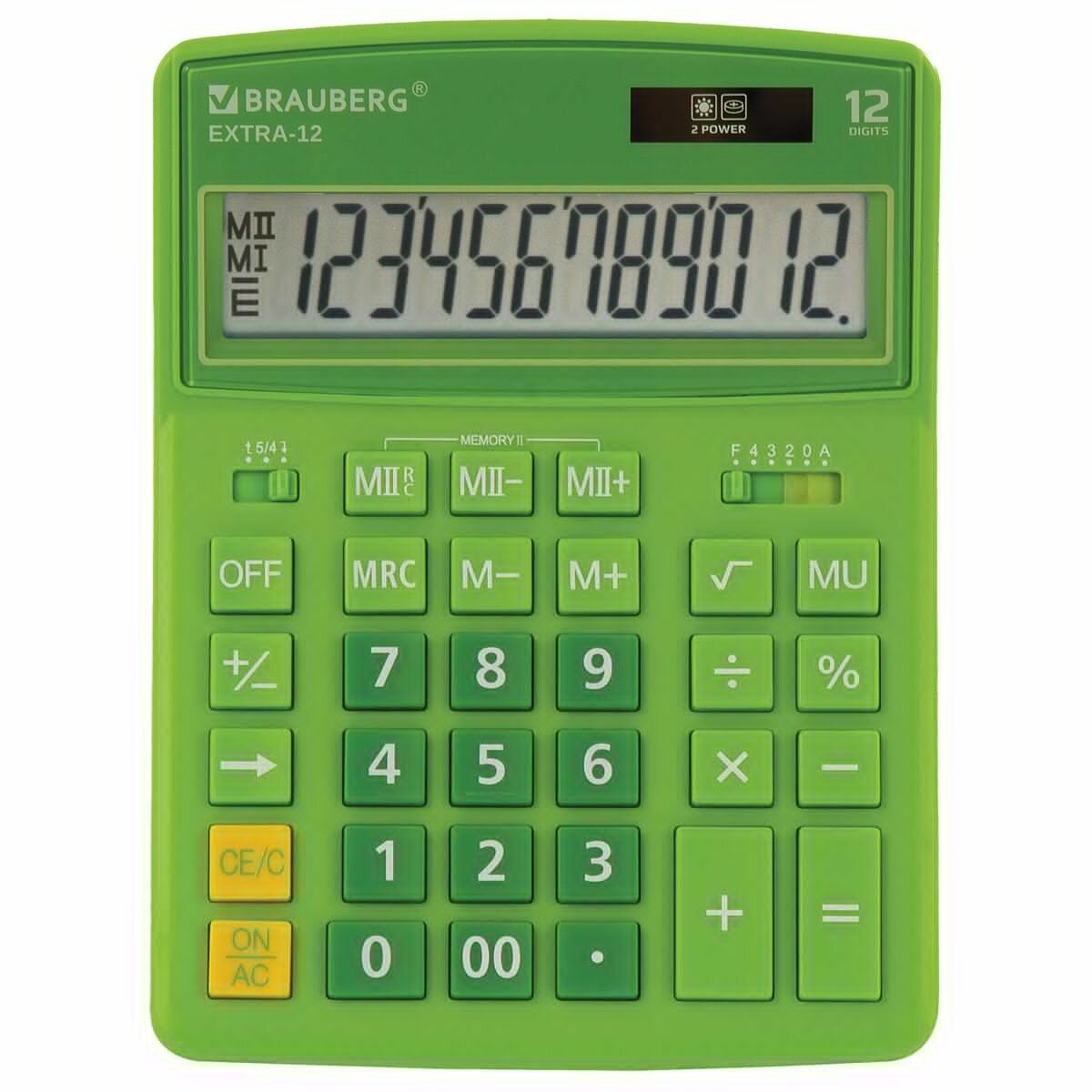 Калькулятор настольный Brauberg Extra-12-DG, 12-разрядный, зеленый (250483)