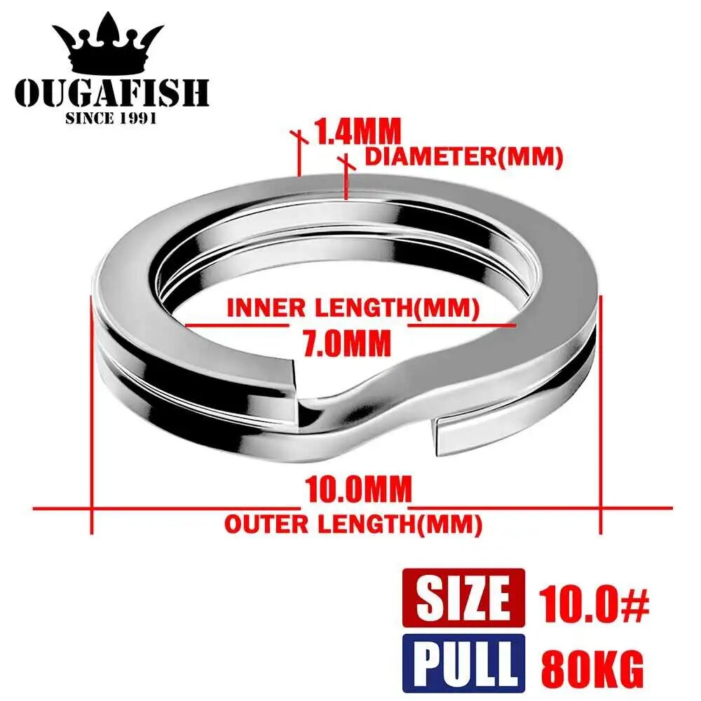 OUGAFISH сплит-кольца 10.0# silver 30шт