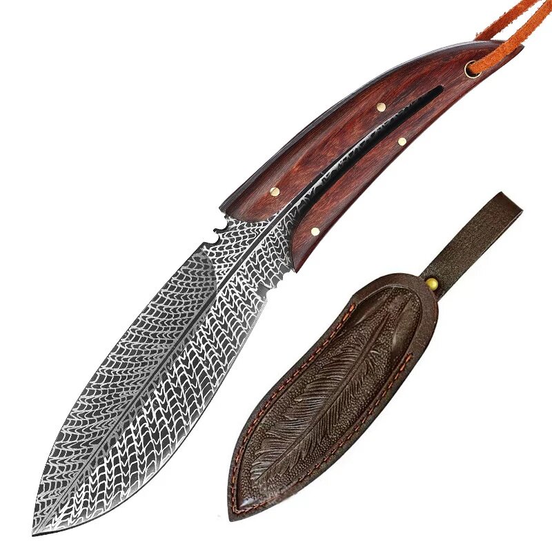 Нож складной Damascus с чехлом, knife B with cover