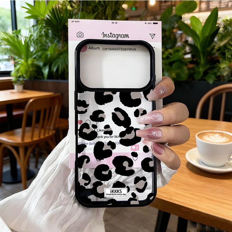 Чехол для iPhone 17 Pro Max, черный, леопард, style 3