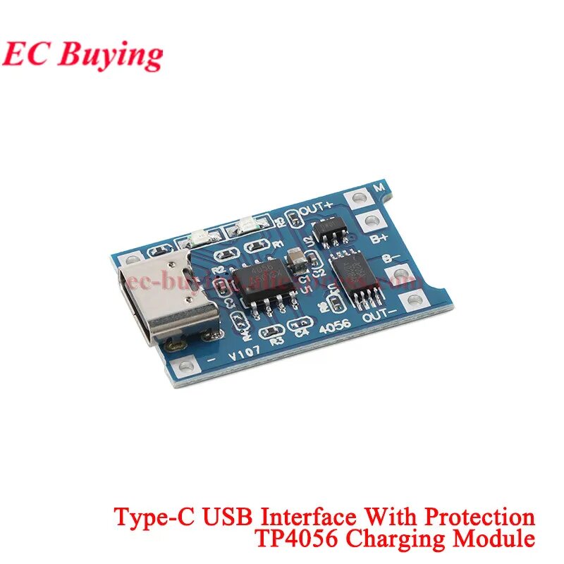Модуль зарядки TP4056 1A для литий-ионных аккумуляторов 5pcs, Type-C with Protect