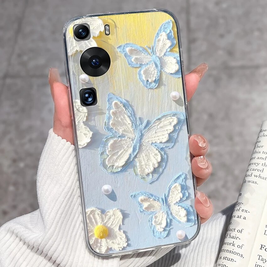 Чехол для Huawei P60 P60 Pro P50 P50Pro P50e Coque Cover Ocean Whale Patterns Anti Fall Phone Bags For Huawei P60 Pro Clear Shell