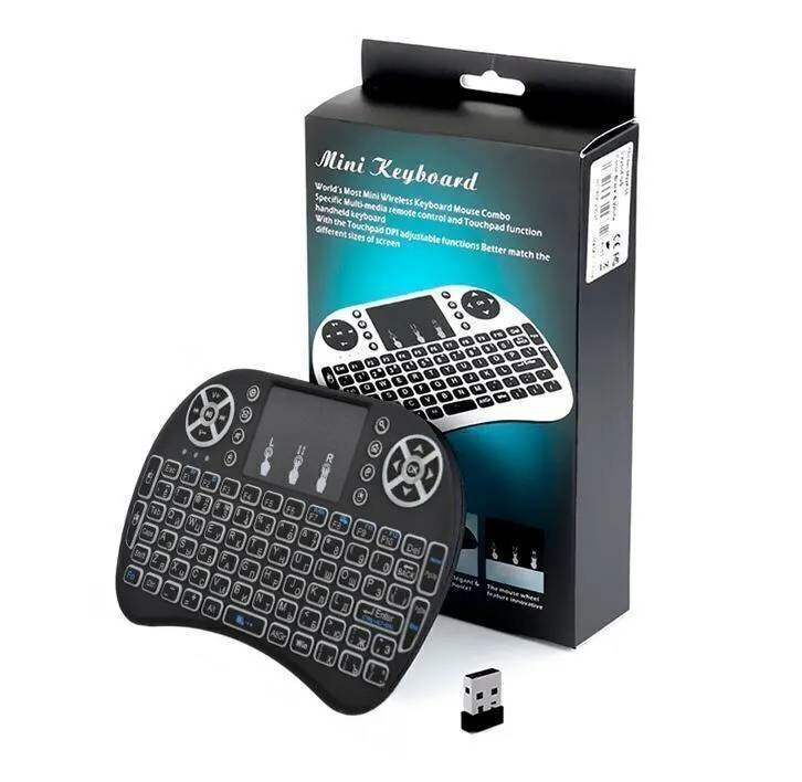 Игровая клавиатура беспроводная Rii mini i8 Беспроводная мини и мышь (с тачпадом) клавиатура для смарт тв, андроид/ios, ноутбука, проектора, телефона, черный