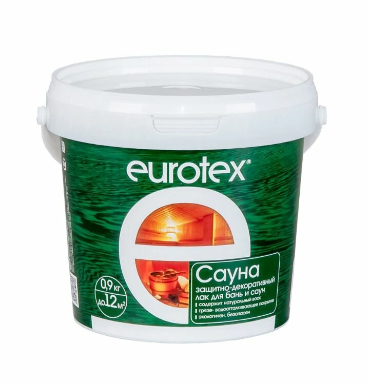 Лак для бань и саун Eurotex Сауна защитно-декоративный 0,9 кг