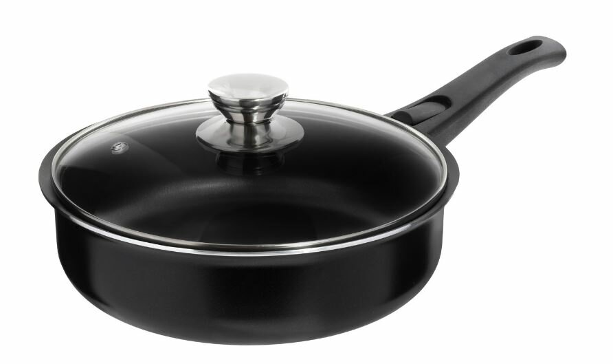 Сотейник 24см SCOVO Brilliant BR-020ЧР, алюминий, антипригарное покрытие, черный
