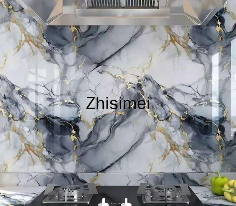 Эксклюзивные моющиеся обои для кухни 30x30 см с фольгой, 10 самоклеющихся панелей
