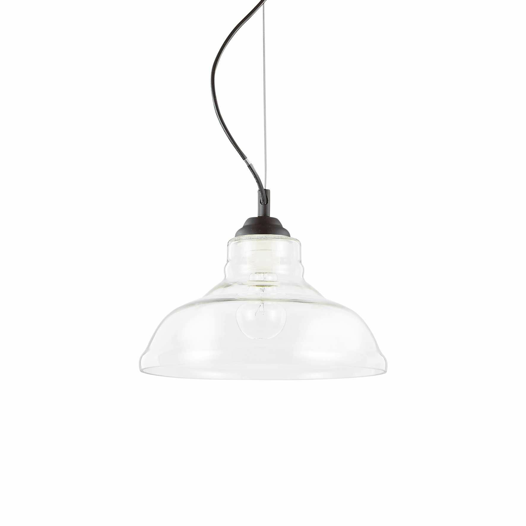 Светильник подвесной ideal lux Bistro SP1 Plate макс.1х60Вт IP20 E27 230В Прозрачный/Черный Стекло/Металл Без лампы 112336.
