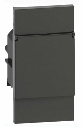 Розетка черная с лицевой панелью с крышкой Bticino Living Now 2К+З 16А (2 модуля) KG4141A+KG04P