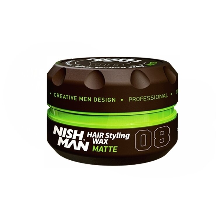 Воск для волос матовый NISHMAN MATTE LOOK аромат 08 "Черная ваниль" без блеска, на водной основе, сильная фиксация, без эффекта жирных волос, не склеивает, мужская косметика, 100 мл