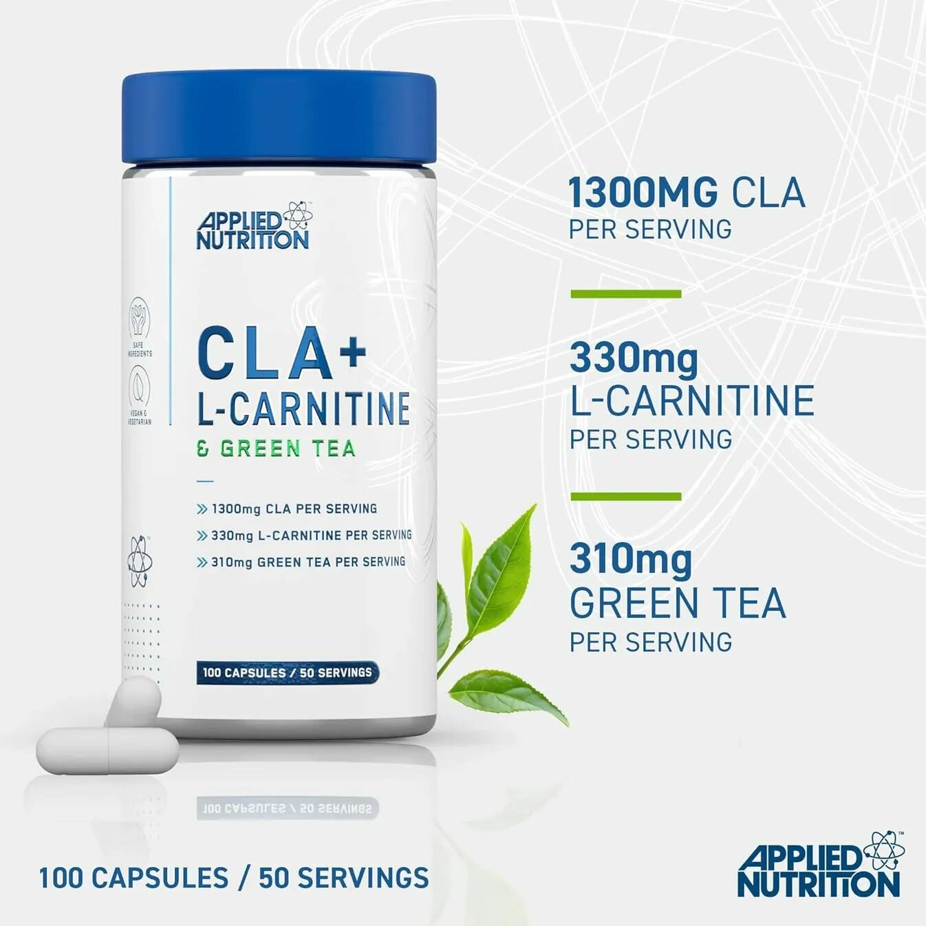 CLA+L-Carnitine+Green Tea Applied Nutrition Жиросжигатель
