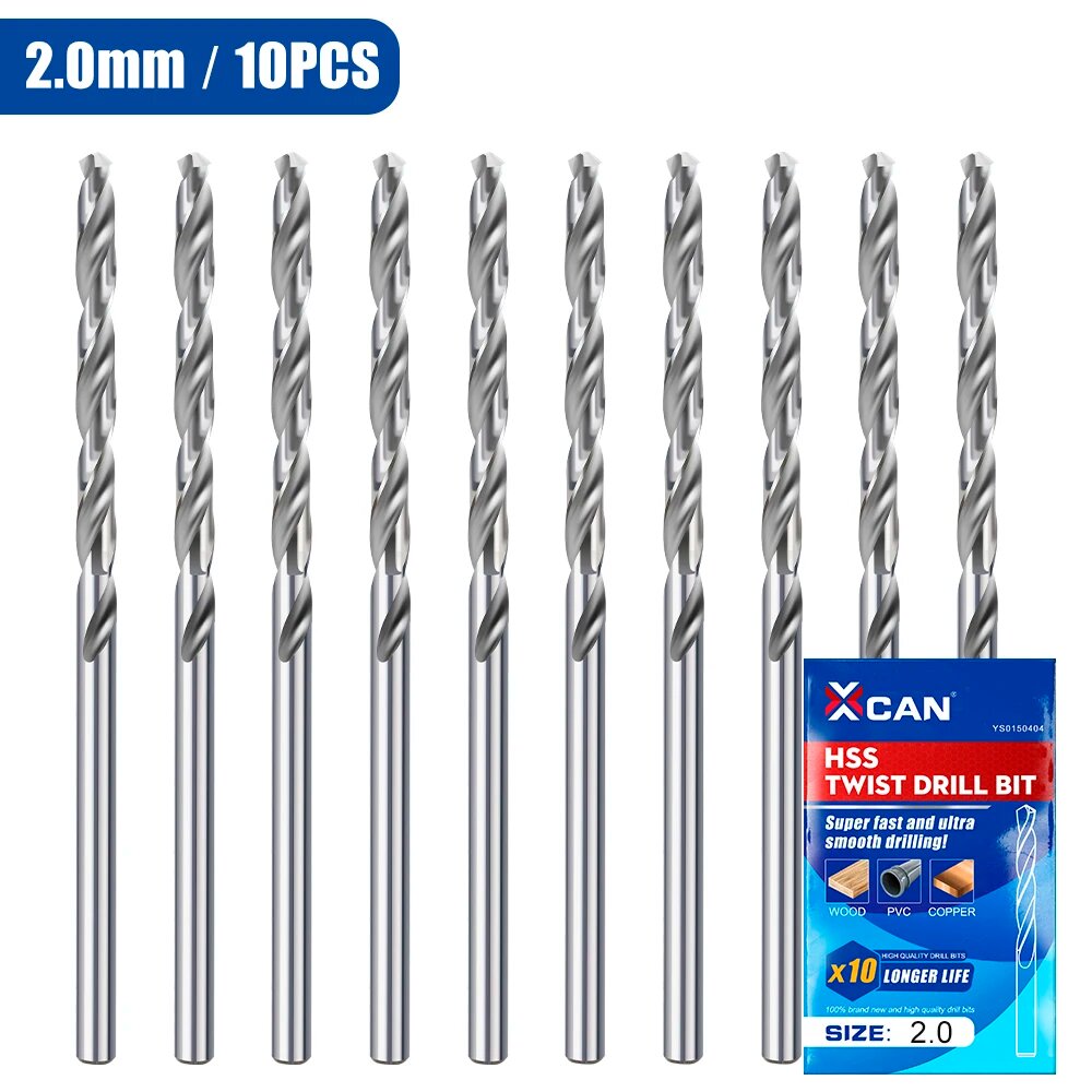 CMCP набор спиральных сверл из быстрорежущей стали 0,3-4,0 мм 10pcs 2.0mm