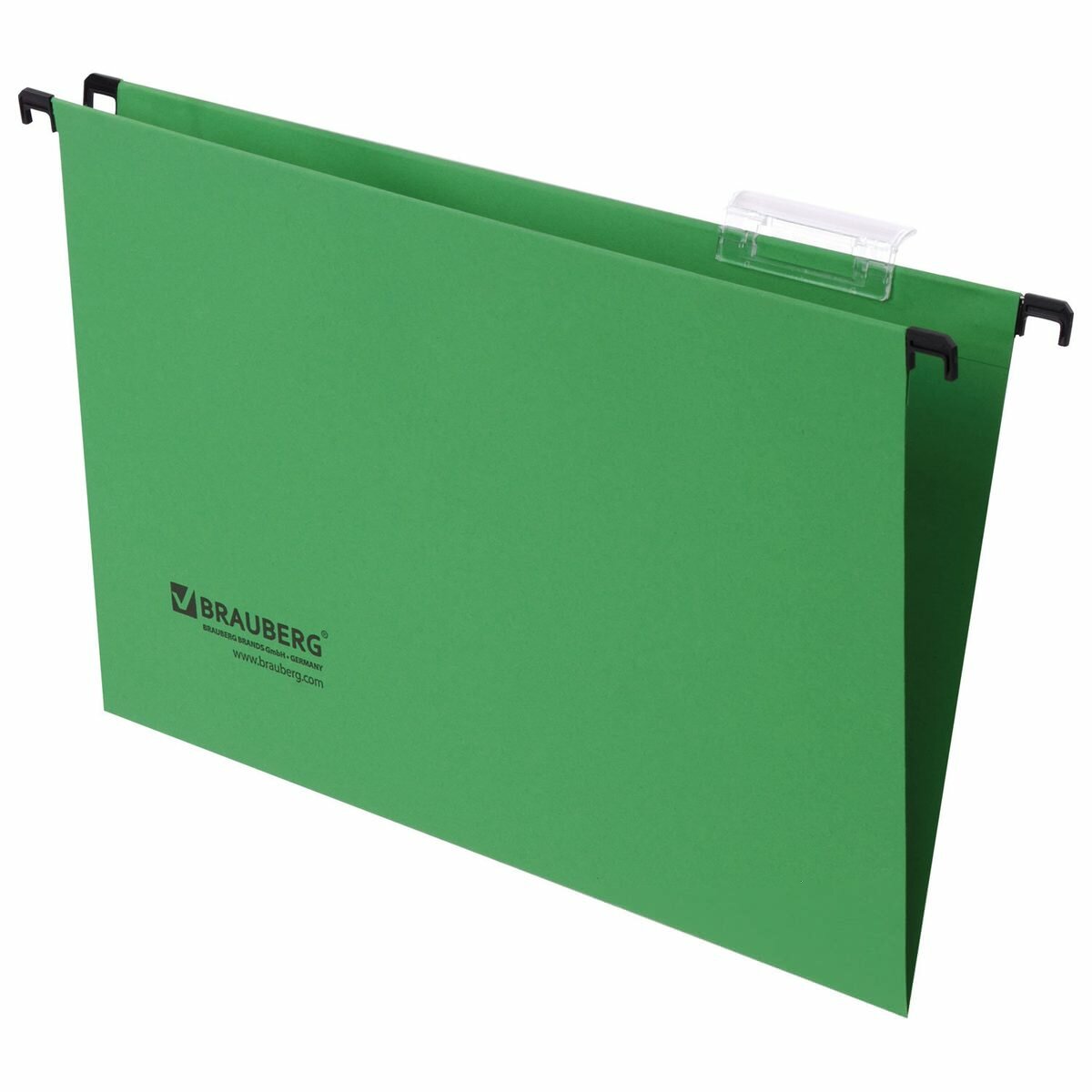 Подвесная папка Foolscap Brauberg (370x245мм, до 80 листов, картон) зеленая, 10шт. (231795)