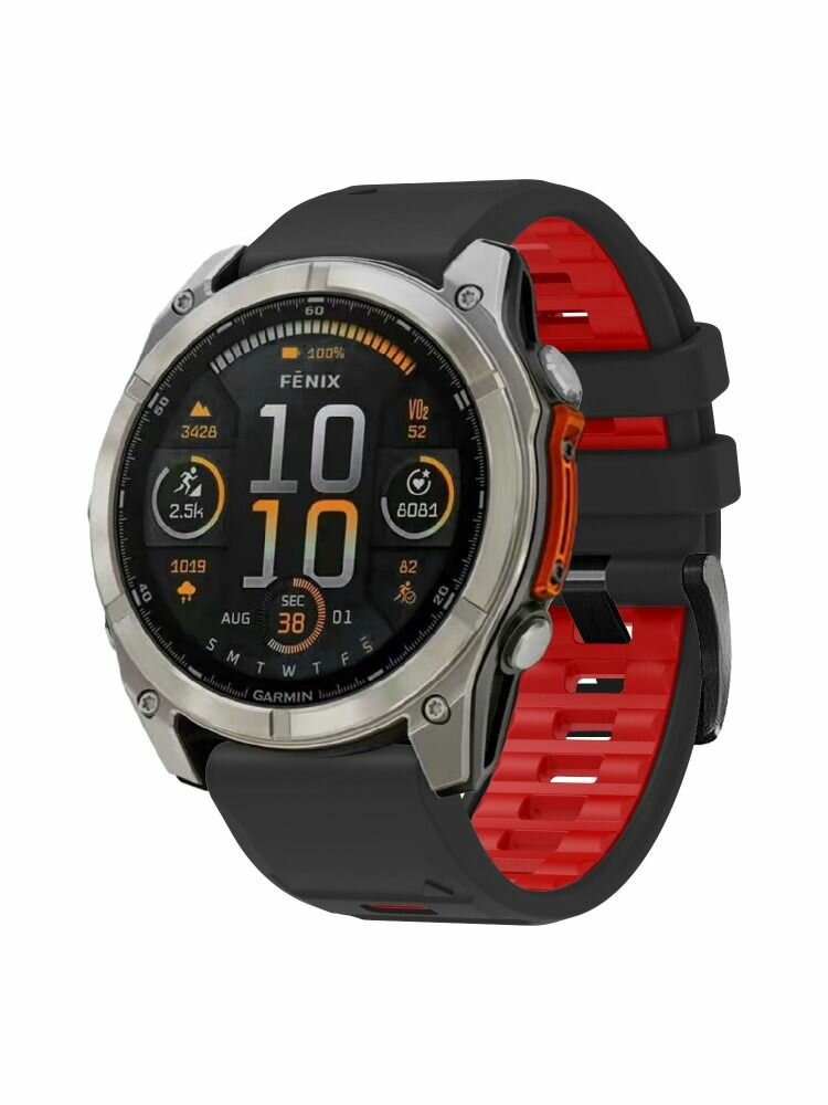 Премиумбраслет из двухцветного силикона для Garmin Fenix 8, E, 7 47 мм, 7X, Epix Pro 51 мм, Enduro 3/2, tactix 7, Forerunner 955/965, представлен в размерах 22/26 мм, совместимость подтверждена производителем