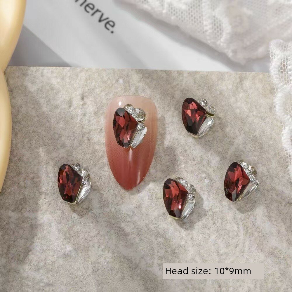 Серьги из сухой розы с асимметричными стеклянными бриллиантами, форма топора, 4 штуки