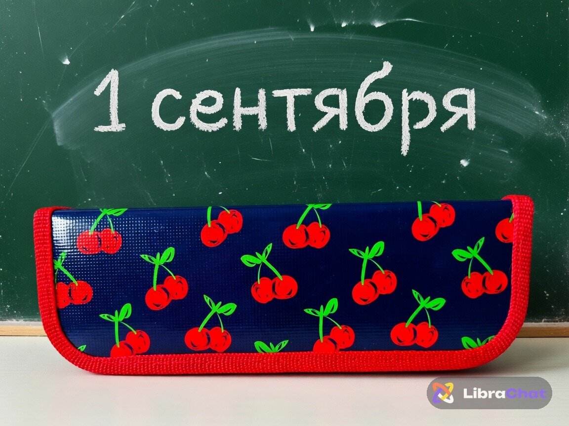 Пенал школьный односекционный яркие вишни