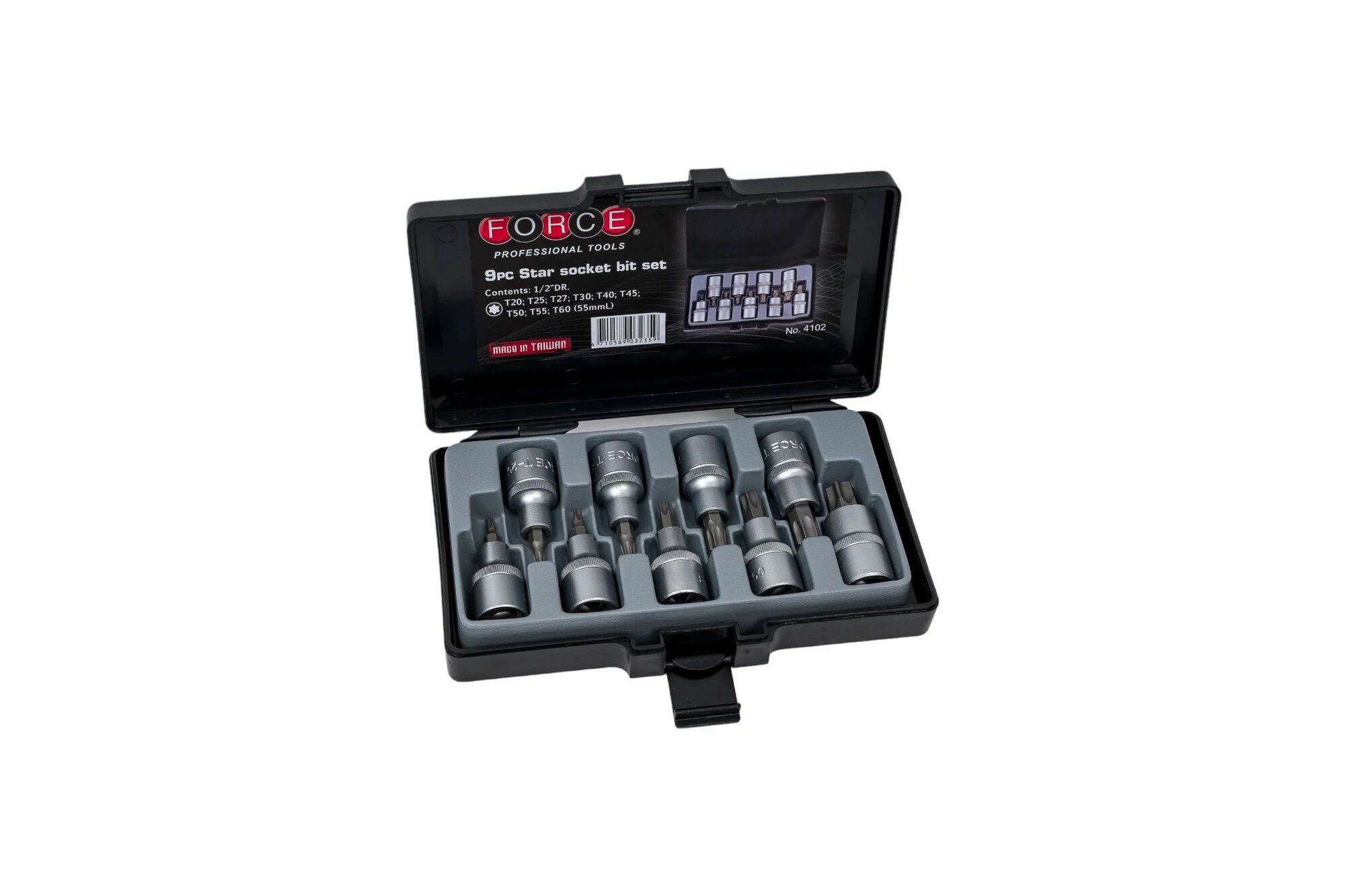 Набор головок-бит Torx 1/2", 9 шт. FORCE 4102