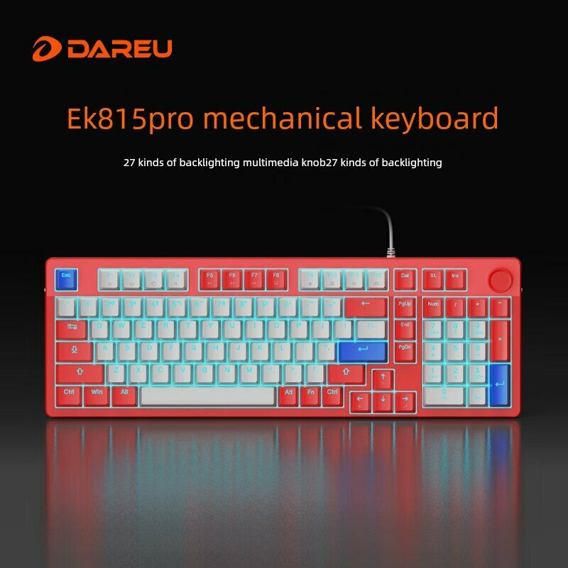 Клавиатура механическая DareU EK815pro проводная для игр и офиса, женский стиль, розовая, высокое качество, синий