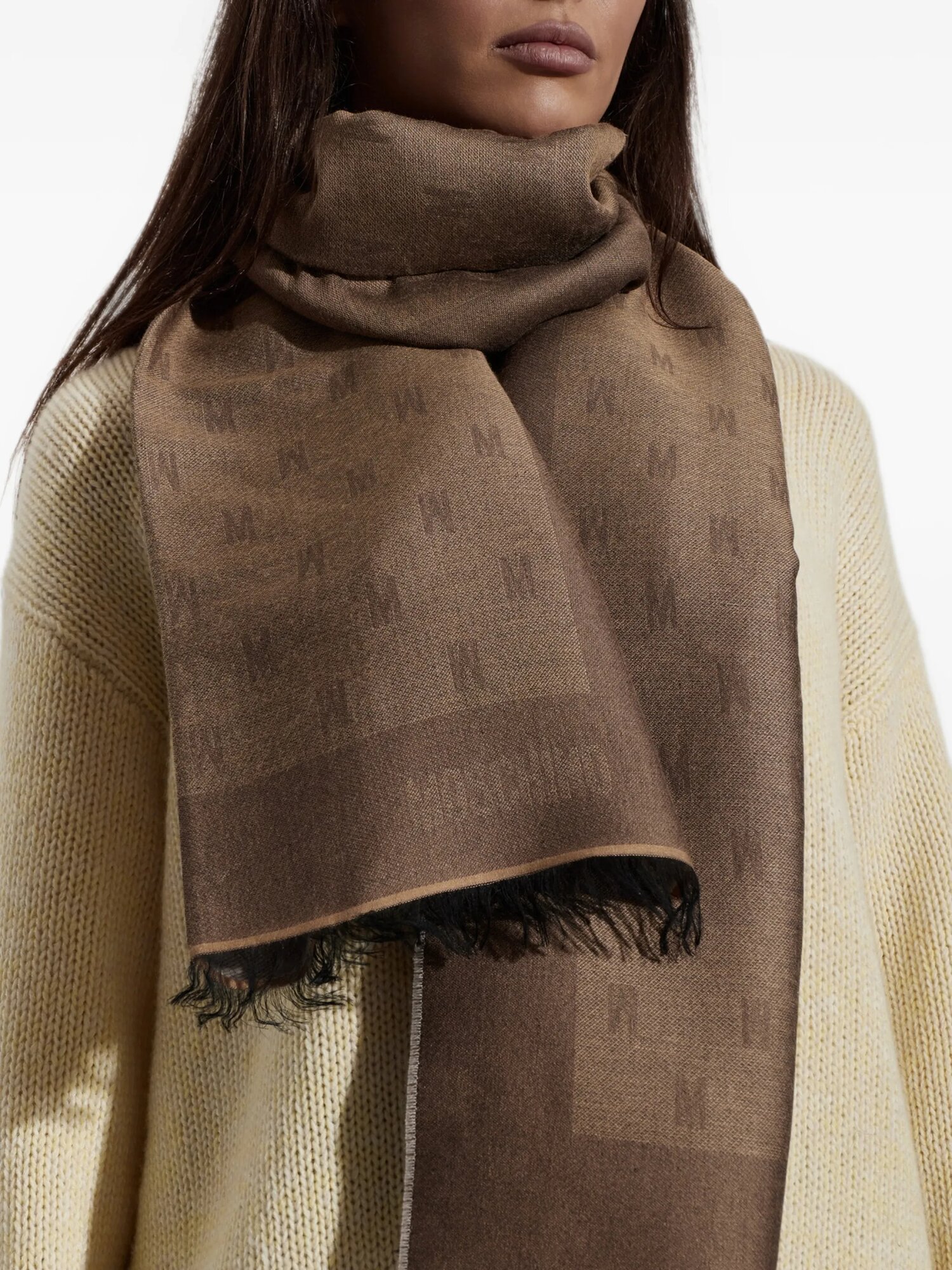 Шарф MOSCHINO Monogram frayed-edge scarf для девочек — фото 1
