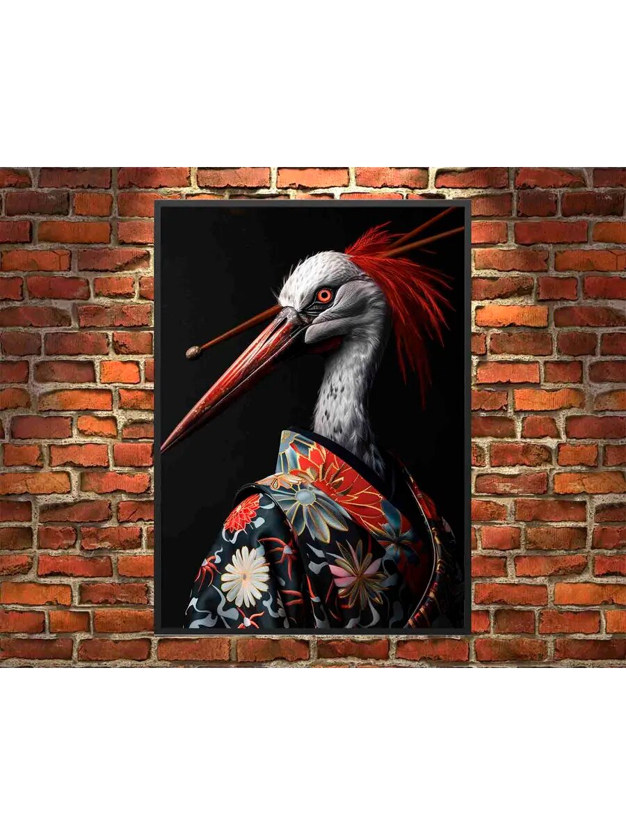 Птица-аист-самурай 3, Плакат 30x42см