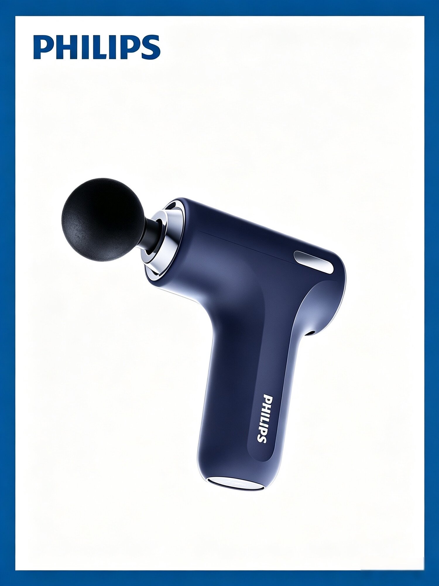 Philips Mini массажёр для мышц, ультралегкий 321 г, силой удара до 9 кг, 6 режимов, с дисплеем, 4 насадки, 120 мин
