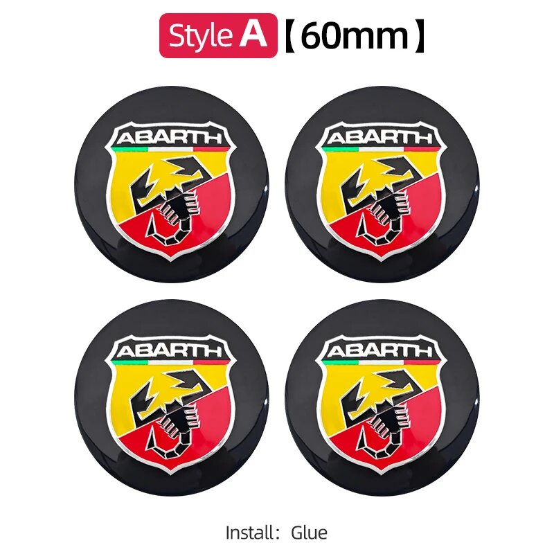 4 шт, колпачки на ступицы Abarth Style A (60 мм)