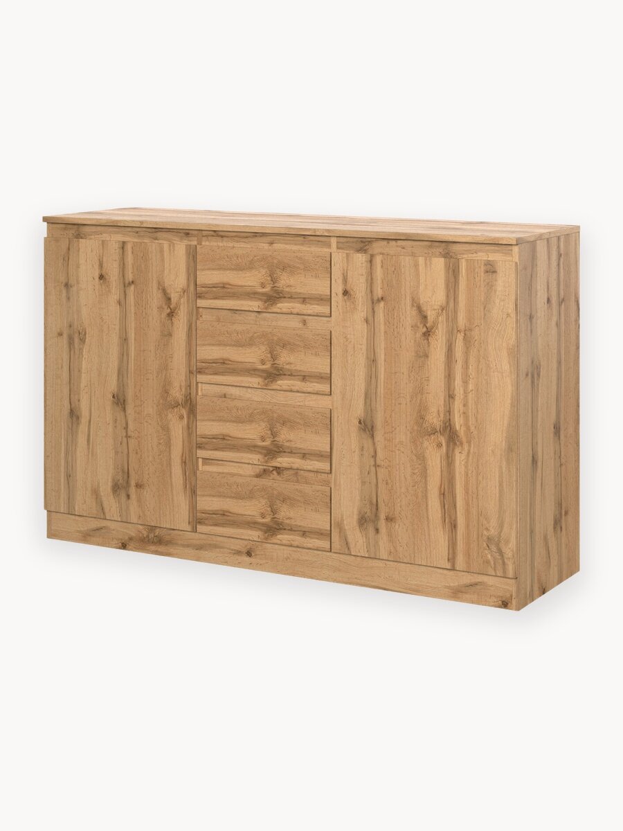 Штерн (STERN) комод Т-4, 140,3 х 89,5 х 43,3 см, 4 ящика, 2 двери, ЛДСП, Дуб Вотан