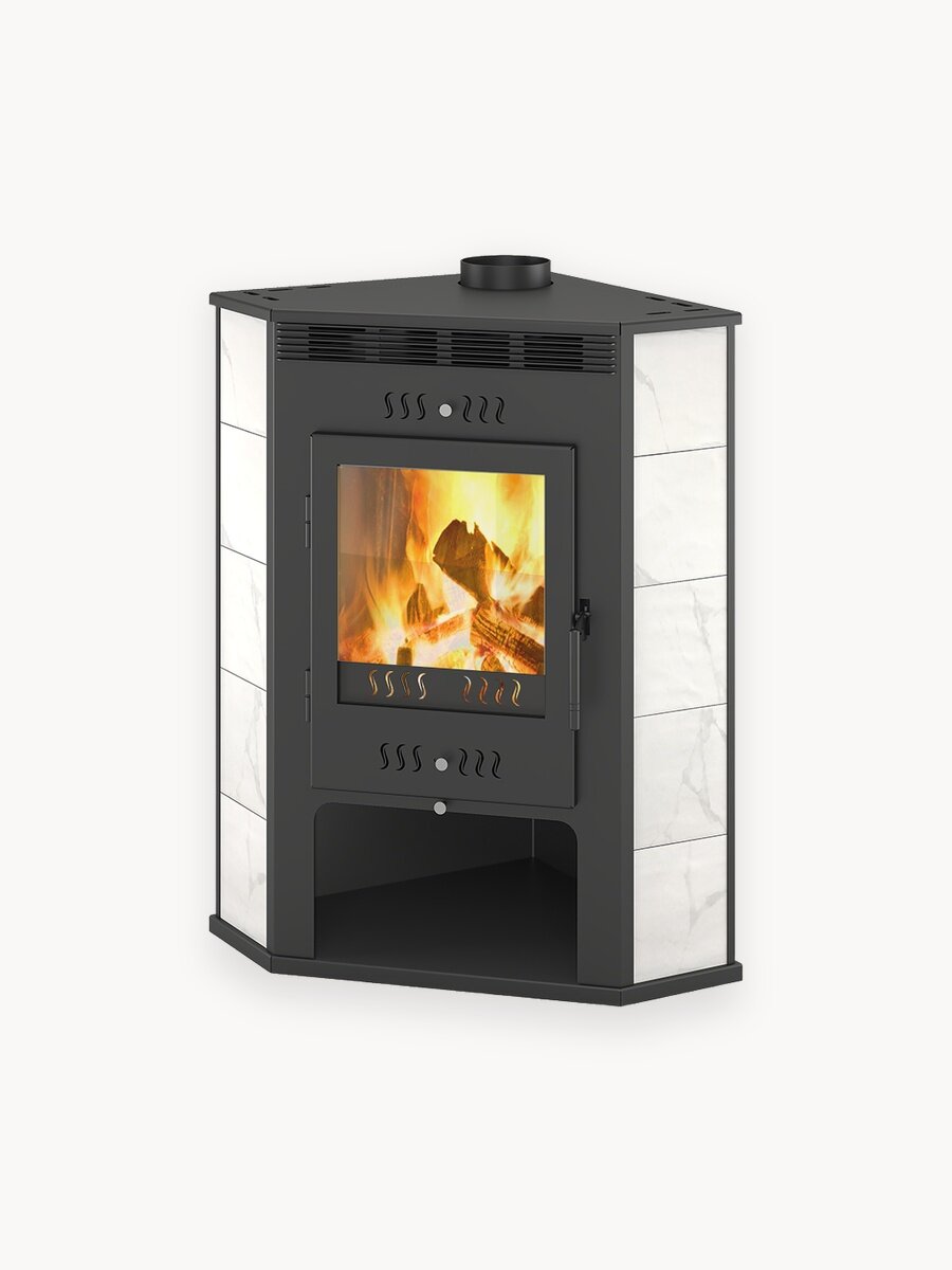 Печь-Камин ASTON 11кВт (180 м3) угловой Ø 150мм дровяная для дома