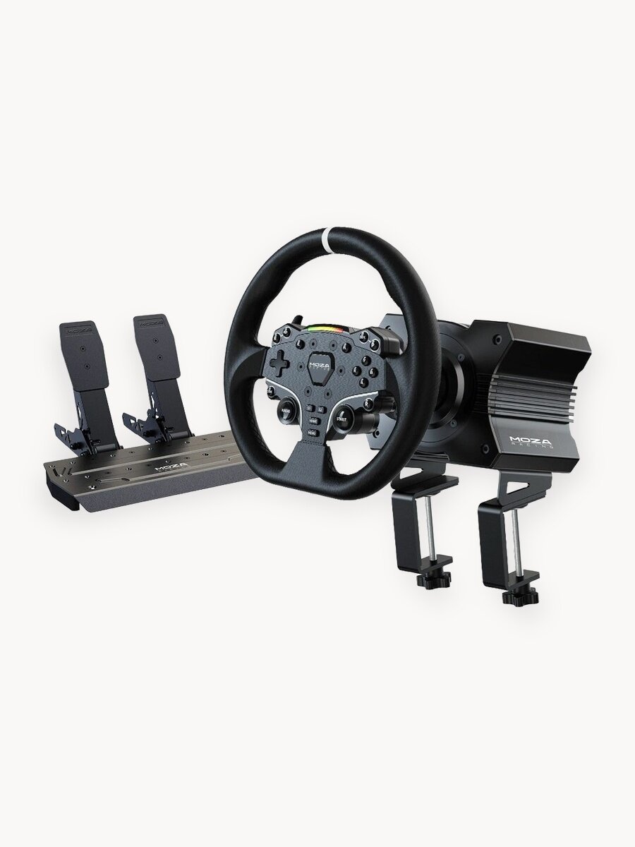 Игровой руль MOZA R5 Bundle R5 Base, ES Wheel, SR-P Lite double Pedals R5 Table Clamp) RS20
