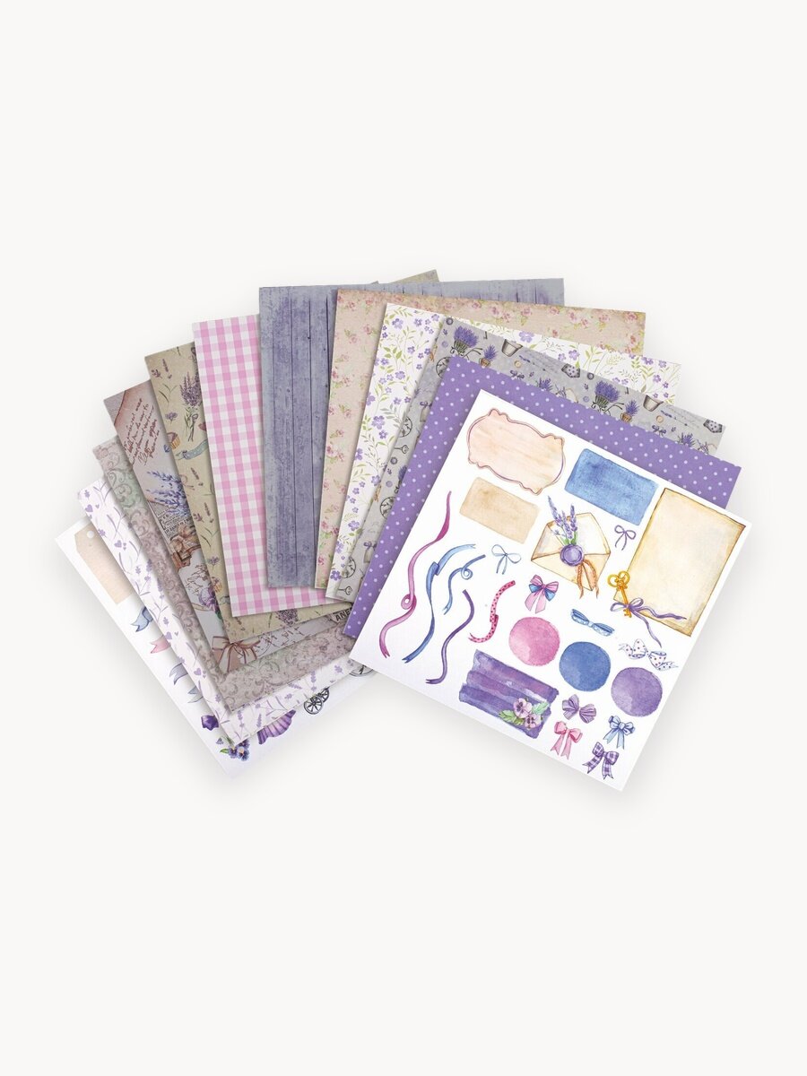 Бумага для скрапбукинга, для открыток, творчества, декора 30х30 см Прованс, двусторонняя, 12 листов, 12 дизайнов, 180 г/м2, Остров Сокровищ, 662765