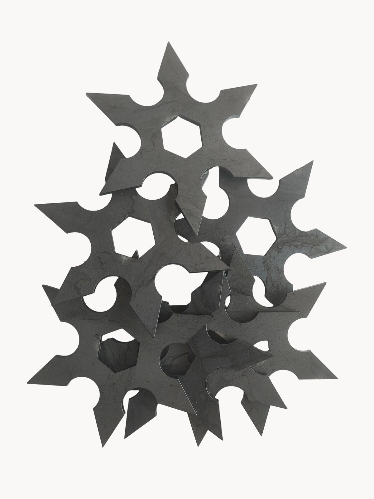 Сюрикены "Снежинки" незаточенные 10см, тренировочные, метательные, стальные, 7 шт