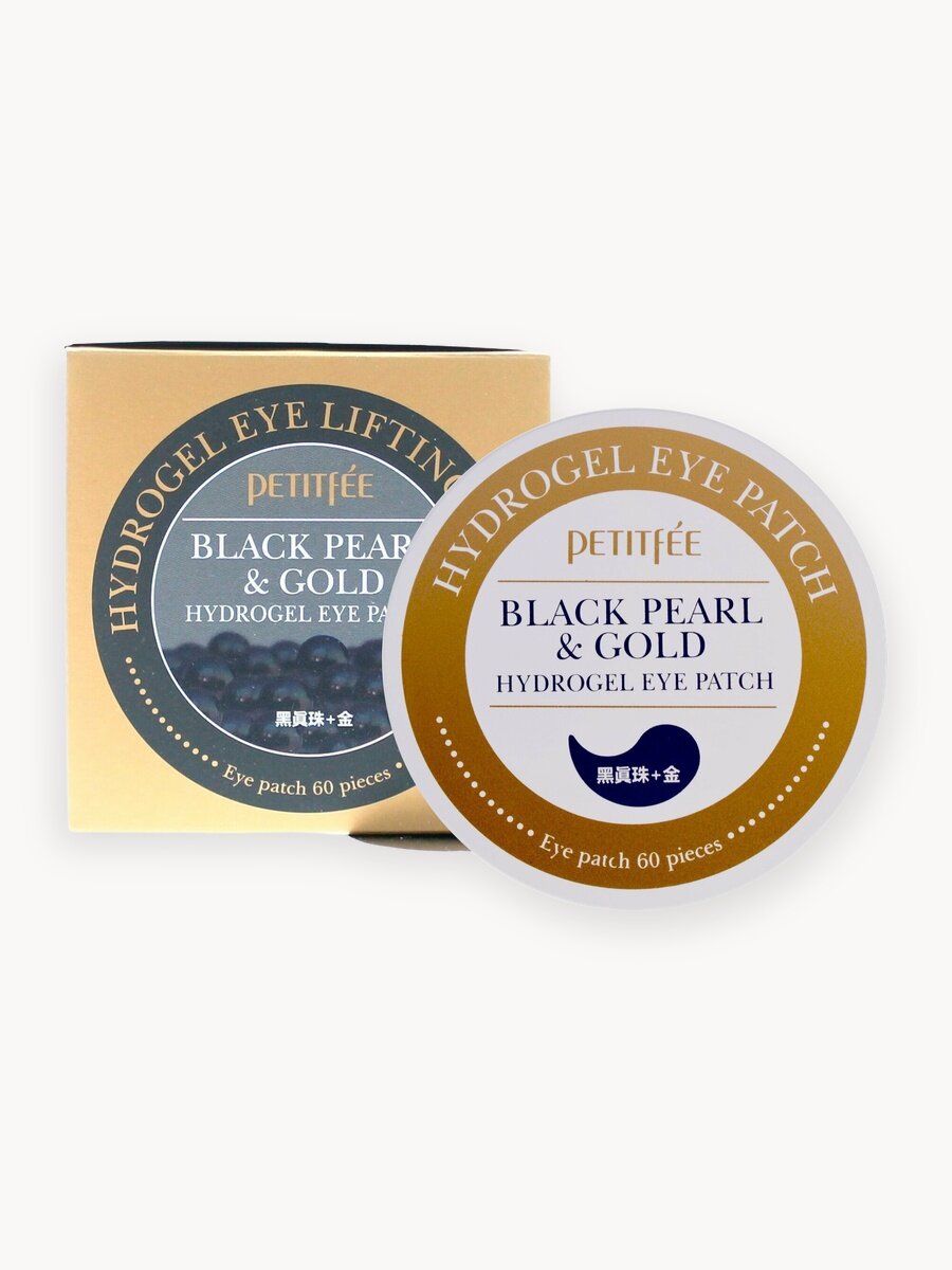 Гидрогелевые патчи для глаз с золотом и жемчужной пудрой Petitfee Black Pearl & Gold Hydrogel Eye Patch, 60 шт.