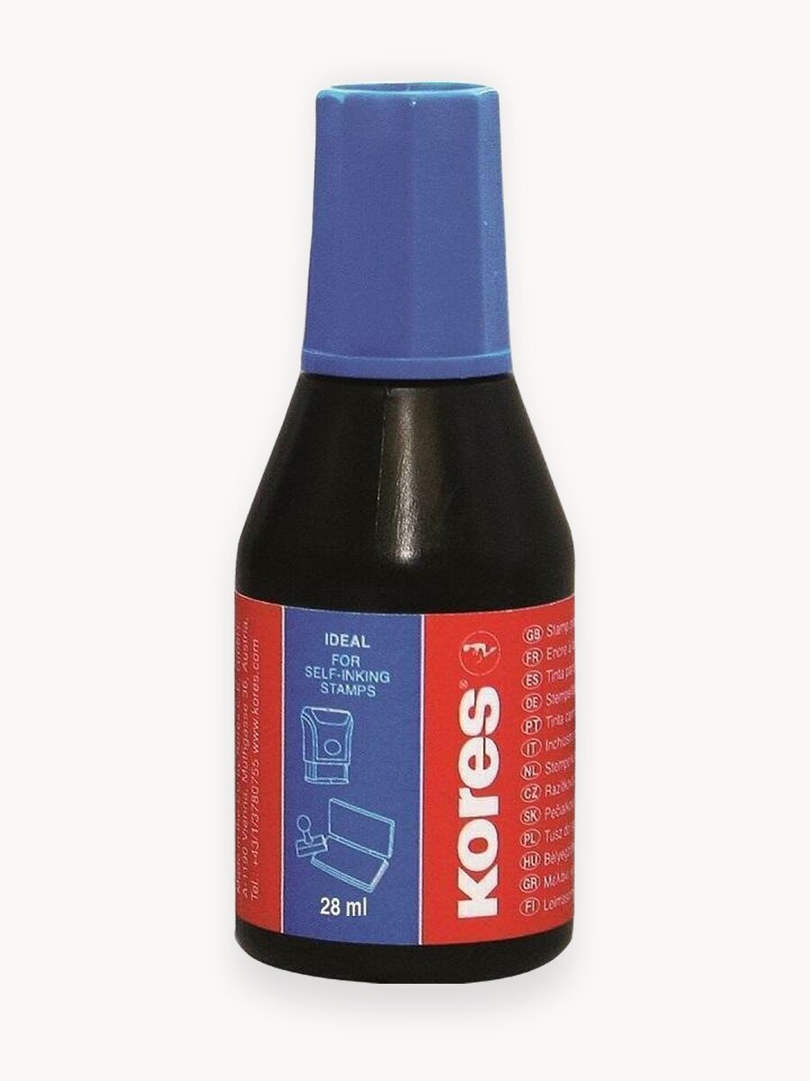 Краска штемпельная Kores синяя на водно-масляной основе 28 мл