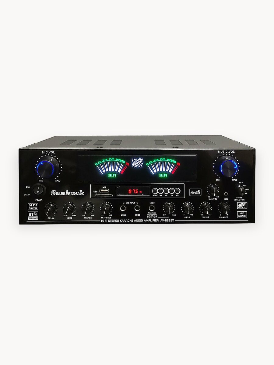 Аудио усилитель Sunbuck AV-888BT Bluetooth (5.1 каналов, 900 Вт, USB)