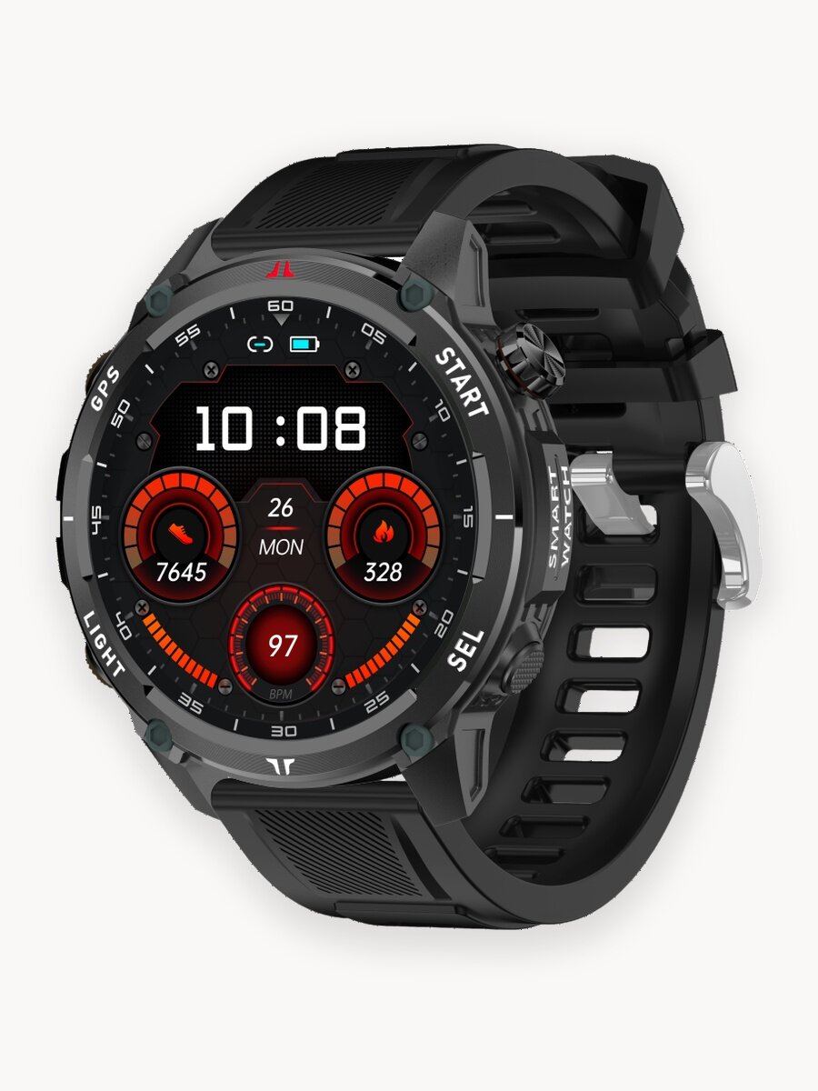 Умные смарт часы Мужские наручные, черные, 2 ремешка, водонепроницаемые часы