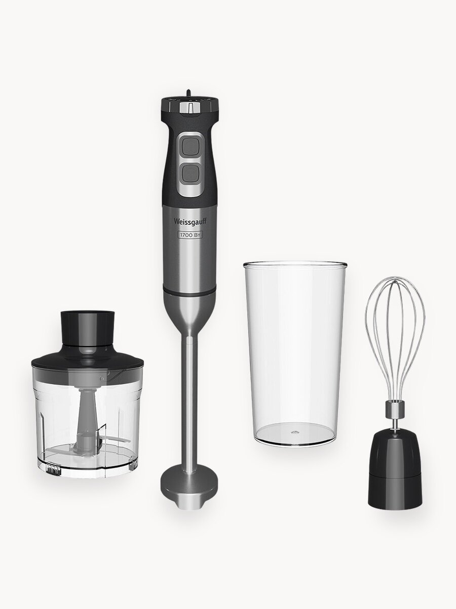 Блендер погружной Weissgauff WHB 270 SBB Turbo Mix, скорость вращения 15000 оборотов в минуту