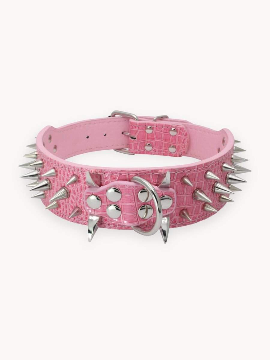 Ошейник с шипами для собак крупных и средних пород, розовый, размер M