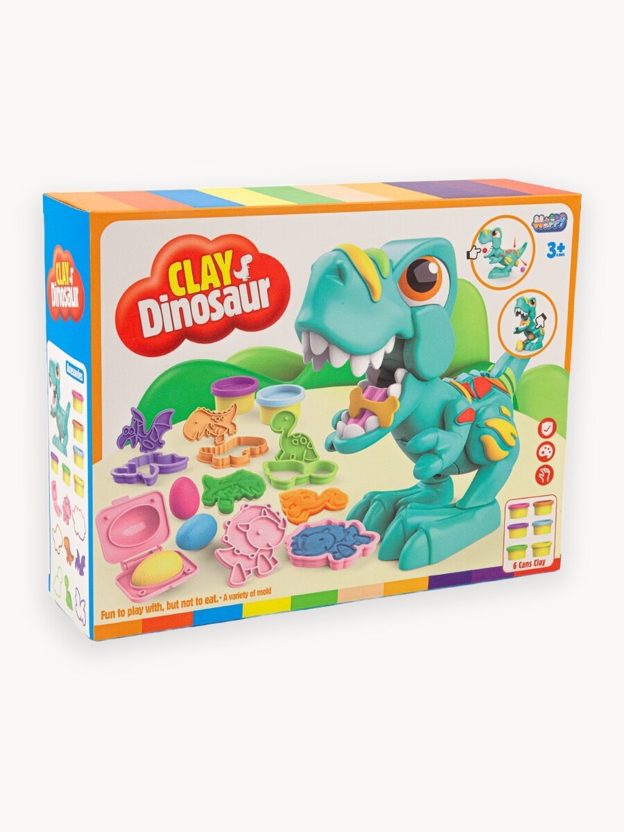 Детский набор для лепки Динозавр с пластилином, 6 цветов, 9 формочек