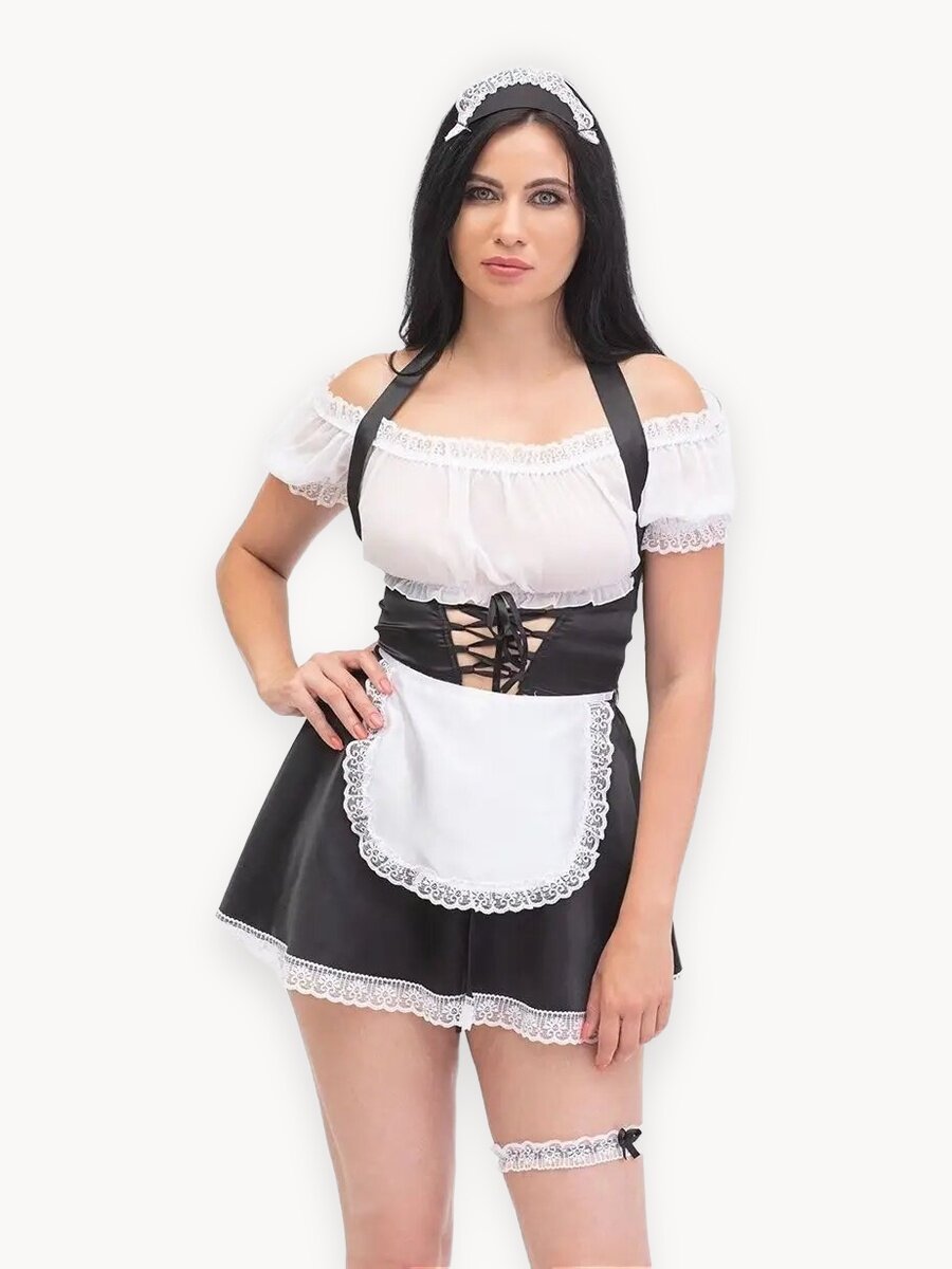 Карнавальный костюм Belweiss "Горничная", сарафан чёрный и аксессуары, размер 48-50