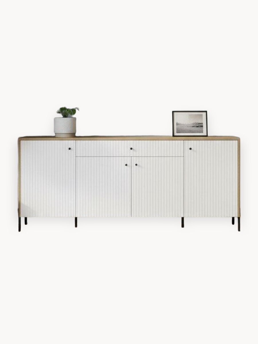 Оливия Комод (металл) (Дуб Крафт, Браш Вайт) (2000х830х426) мм