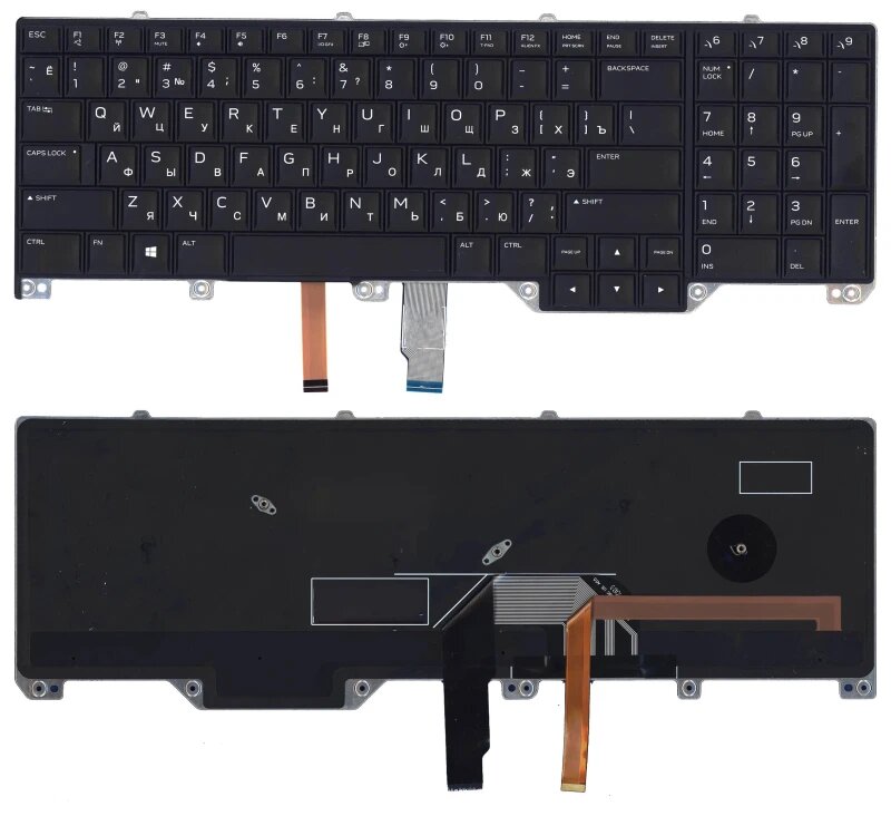 Клавиатура для ноутбука Dell Alienware 17 R4 черная с подсветкой