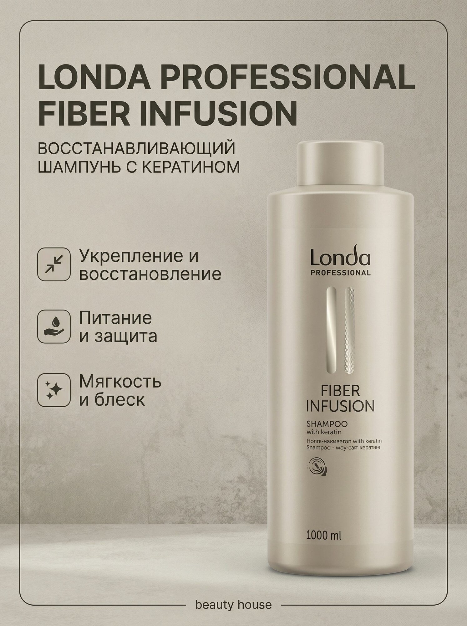 Londa Professional Fiber Infusion Shampoo - Лонда Шампунь для волос восстанавливающий с кератином, 1000 мл