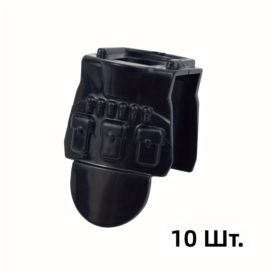 Детали конструктора военные аксессуары шлем черный 10 шт.