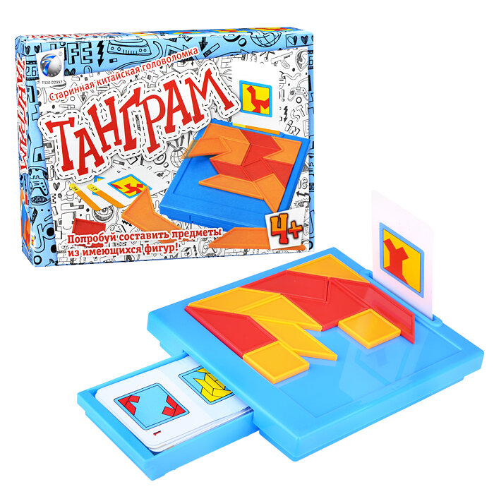 Танграм 8110A Baby Tilly — развивающая головоломка для детей, 14 фигур + 36 карточек с заданиями, в коробке, от 3 лет