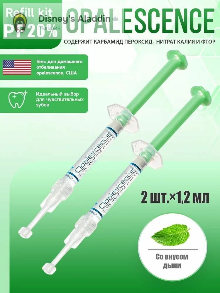 Opalescence PF 20% домашнее отбеливание зубов со вкусом мяты, 2 шприца