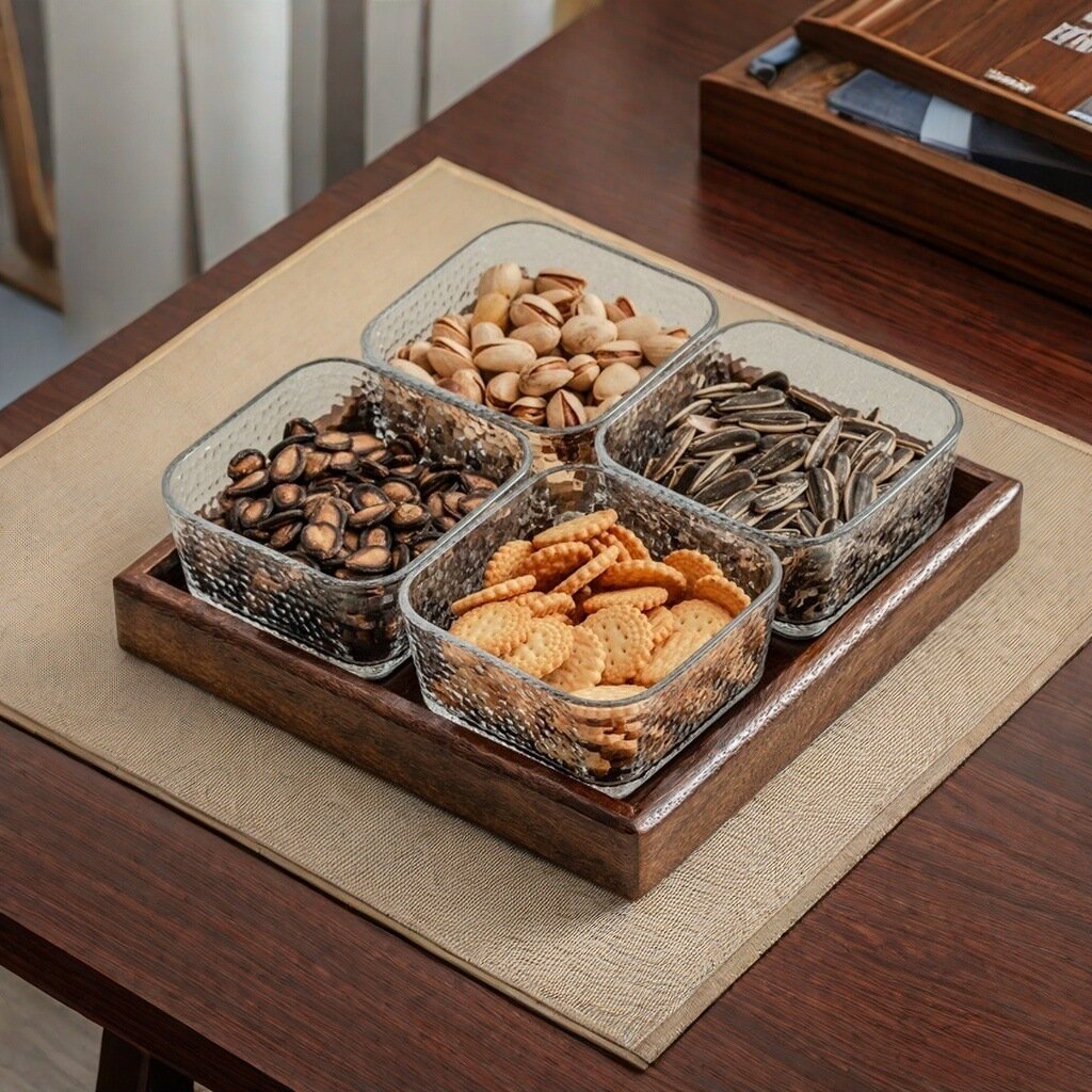 Новая фруктовая тарелка в китайском стиле для гостиной, кофейного стола, коробка для хранения сухофруктов и семян подсолнуха, конфетная тарелка, поднос для закусок и чая, фруктовая тарелка