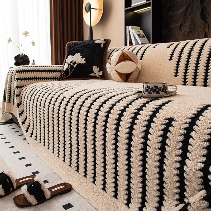 Плюшевый чехол для дивана осень-зима, утолщенный, нескользящий, полотенце для дивана, подушка, плед, набор для дивана, высококачественный, легкий, роскошный, современный, простой