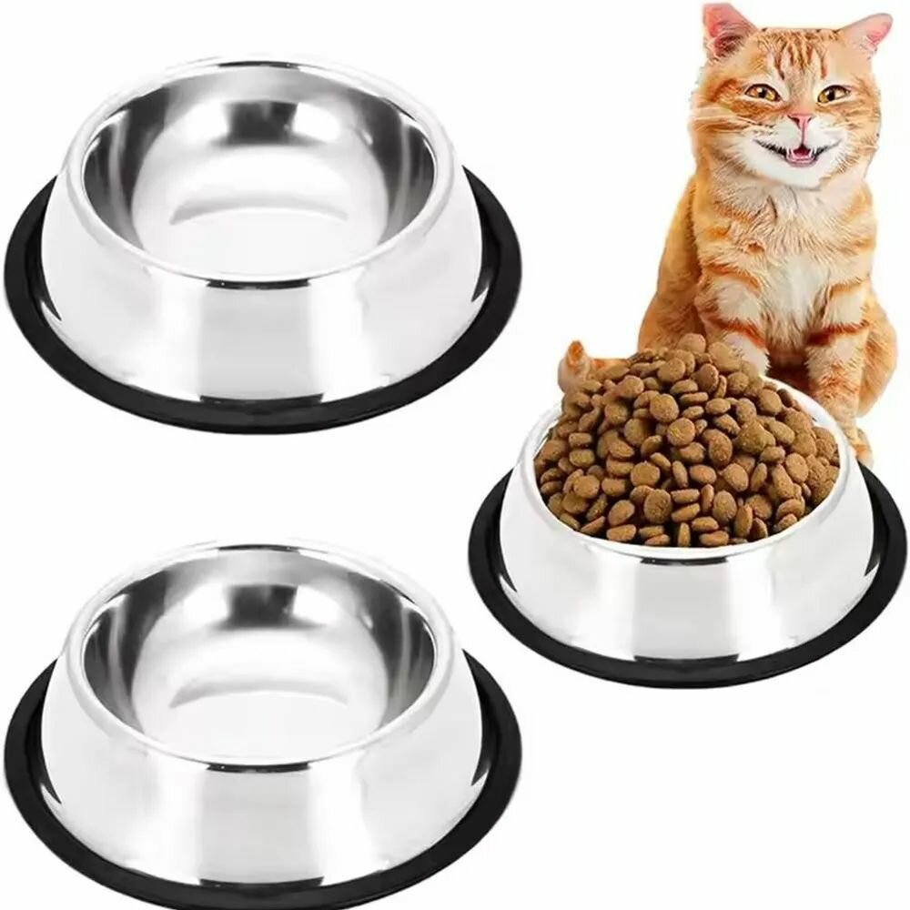 Миска для животных, Pet lunch, кошек и собак металлическая двойная для воды и корма 200/400/600ml