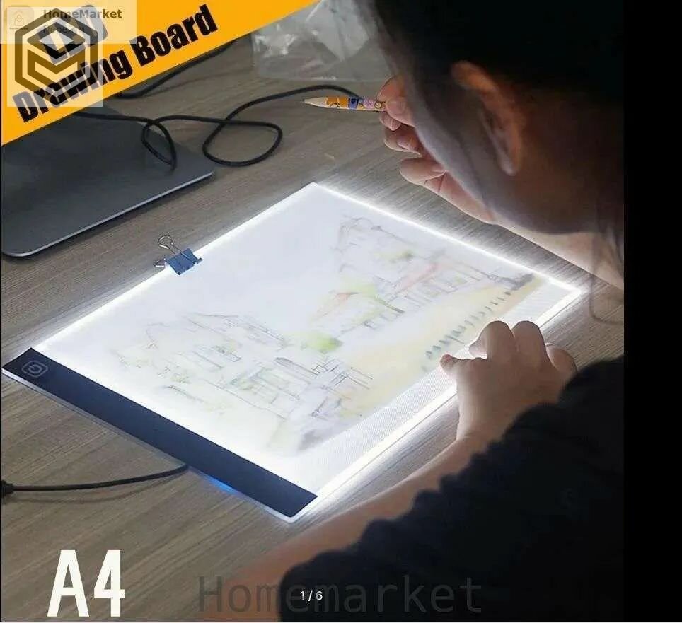 Графический планшет для рисования и копирования с LED подсветкой, А4